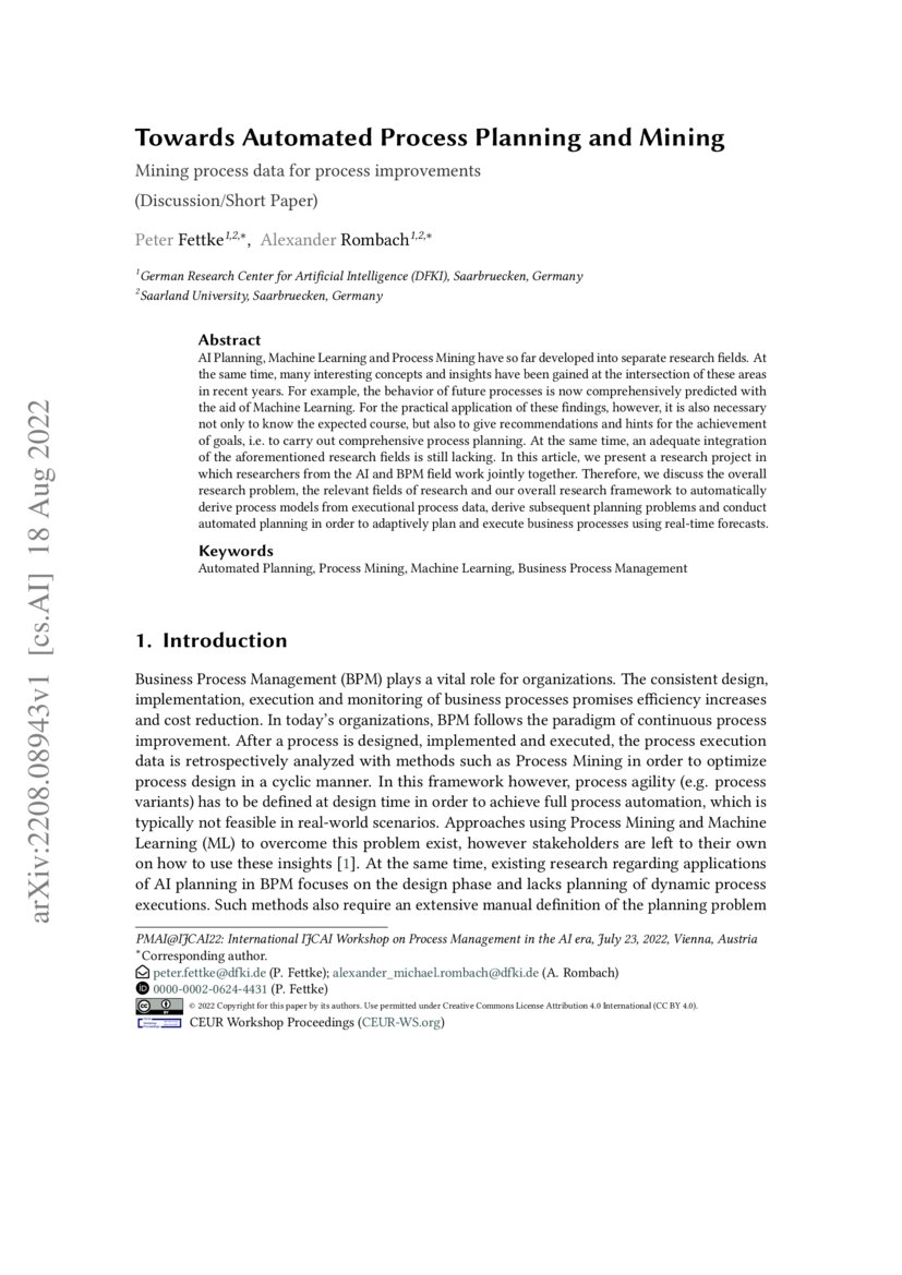 Towards Automated Process Planning and Mining | DeepAI