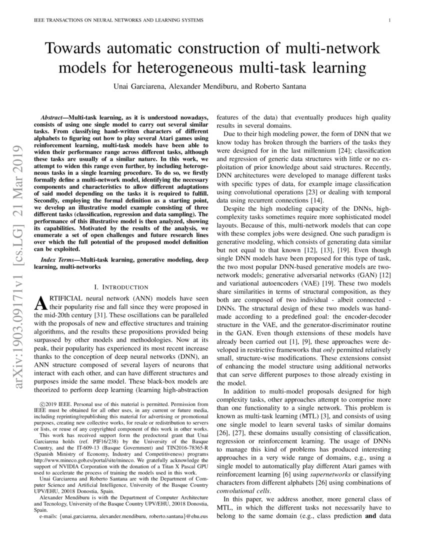 Towards Automatic Construction Of Multi Network Models For Heterogeneous Multi Task Learning