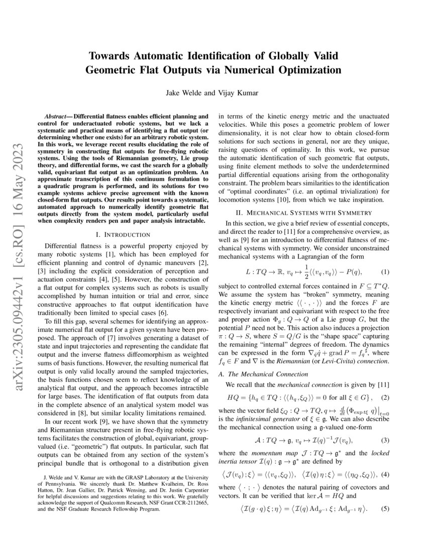 Towards Automatic Identification of Globally Valid Geometric Flat Outputs via Numerical ...