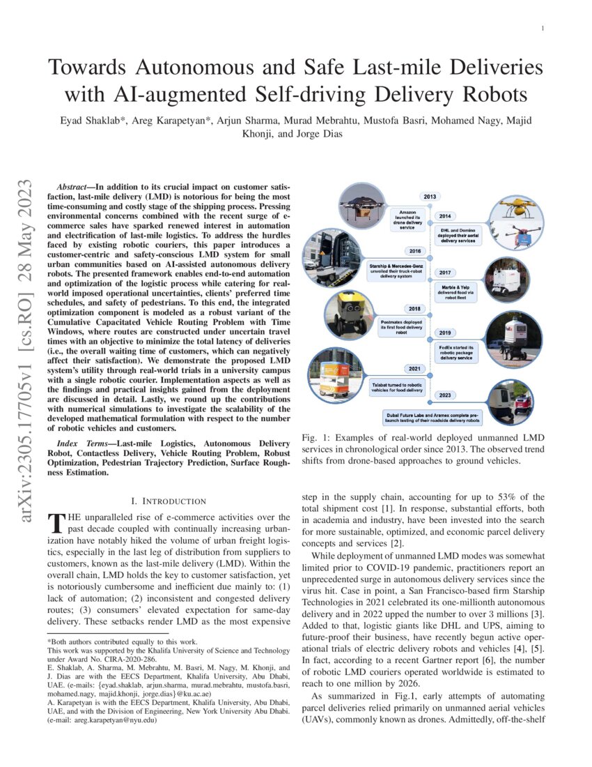 Towards Autonomous And Safe Last Mile Deliveries With Ai Augmented Self Driving Delivery Robots