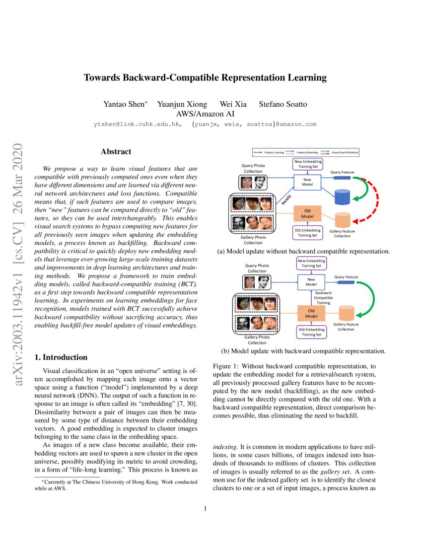 Towards Backward-Compatible Representation Learning | DeepAI