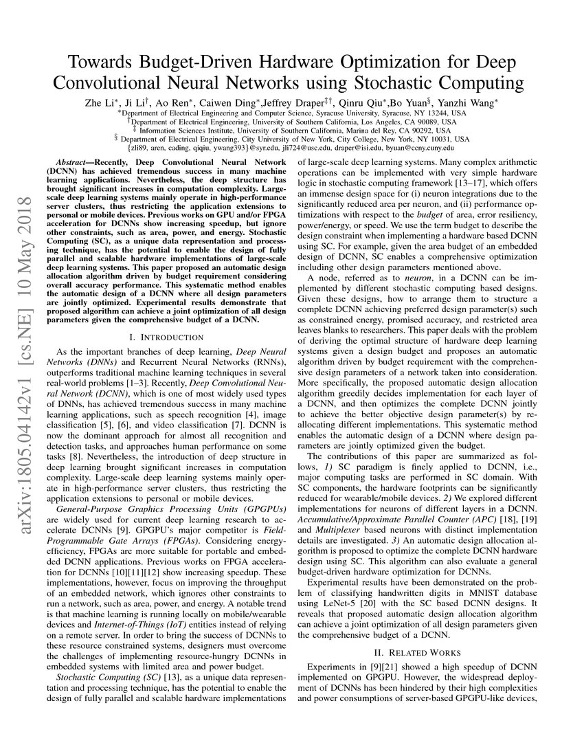 Towards Budget Driven Hardware Optimization For Deep Convolutional Neural Networks Using