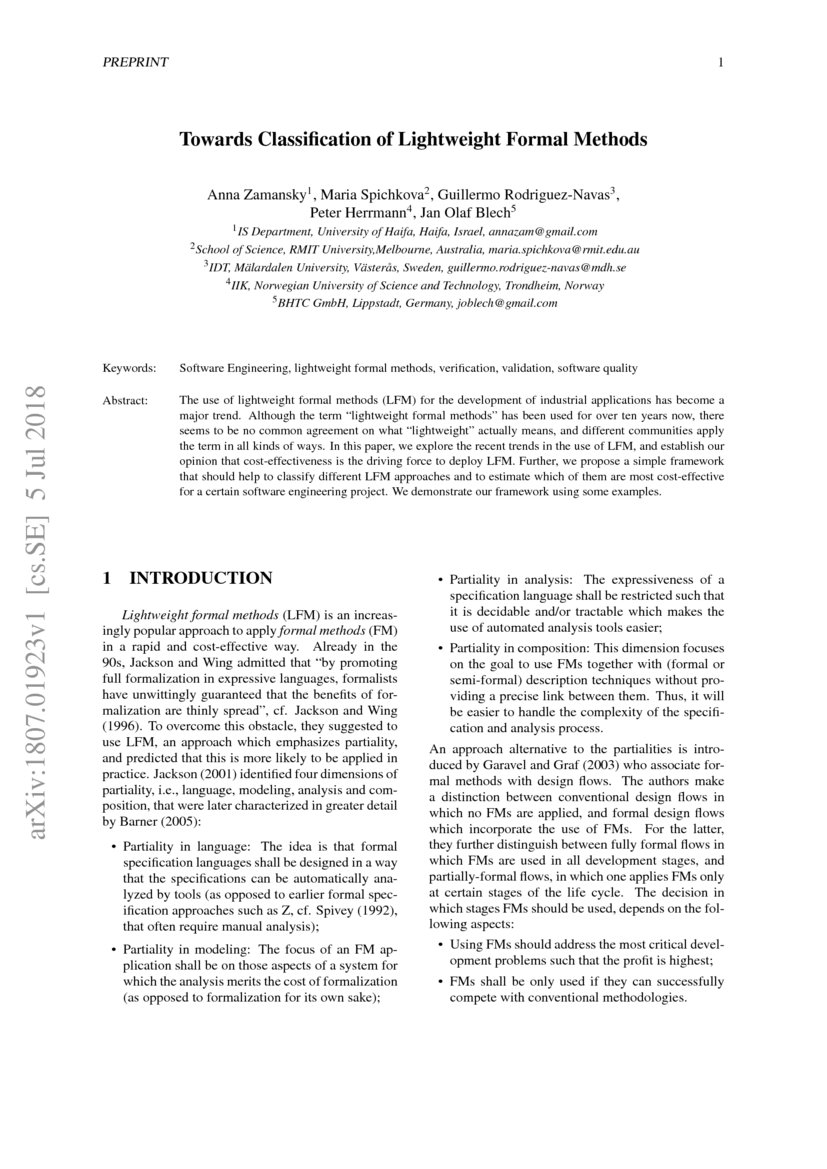 Towards Classification of Lightweight Formal Methods | DeepAI