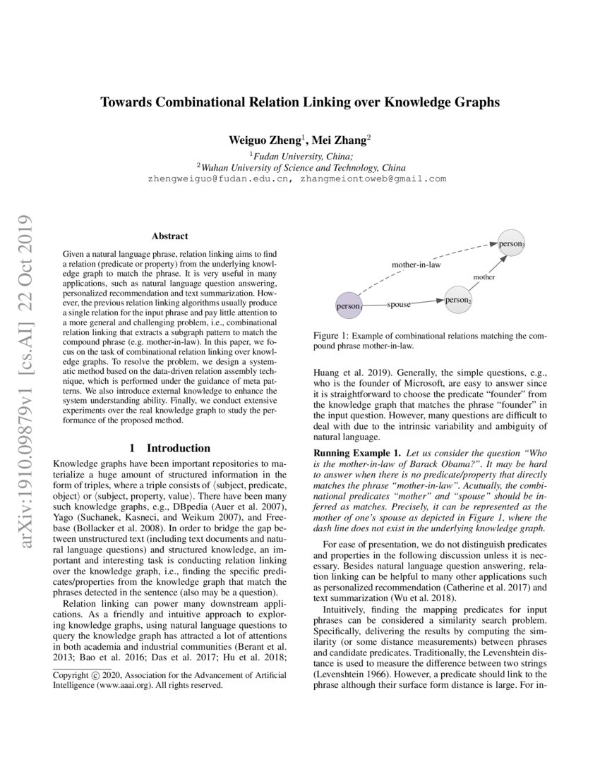 Towards Combinational Relation Linking over Knowledge Graphs | DeepAI