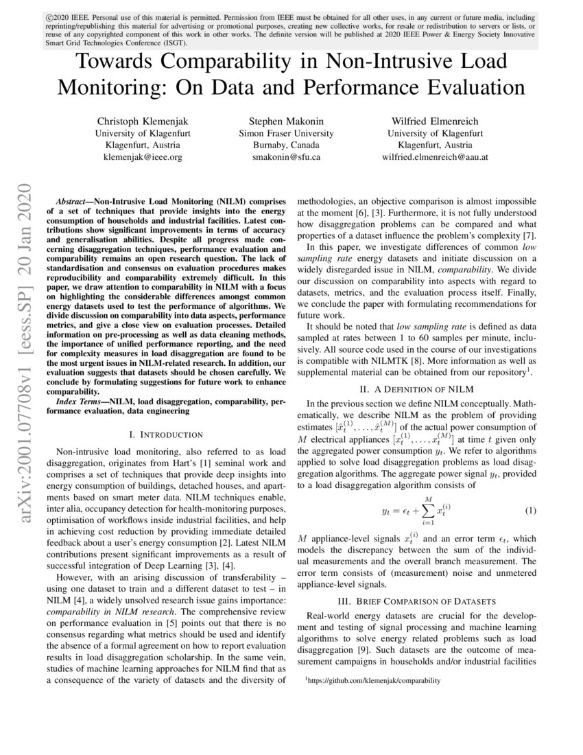 Towards Comparability in Non-Intrusive Load Monitoring: On Data and Performance Evaluation | DeepAI