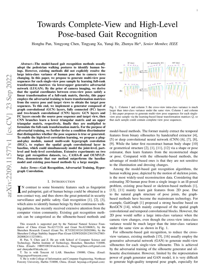 Towards Complete View And High Level Pose Based Gait Recognition Deepai