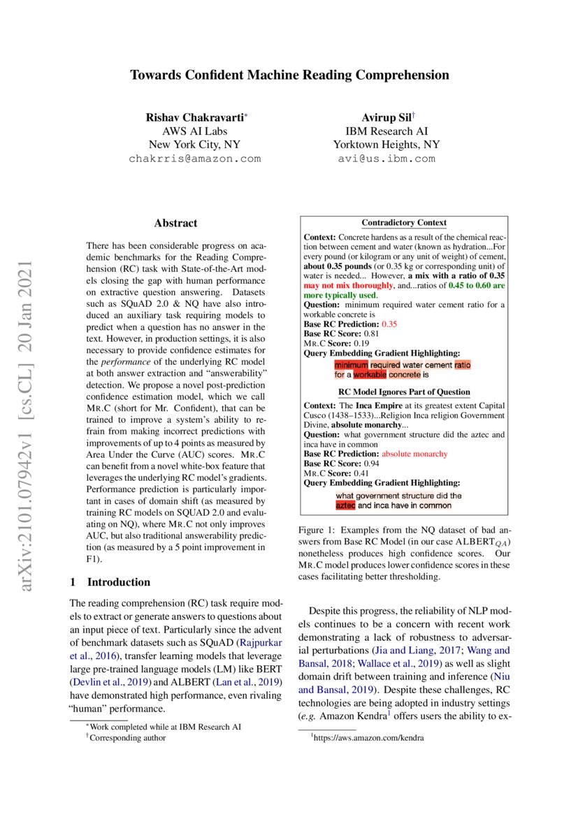 Towards Confident Machine Reading Comprehension | DeepAI