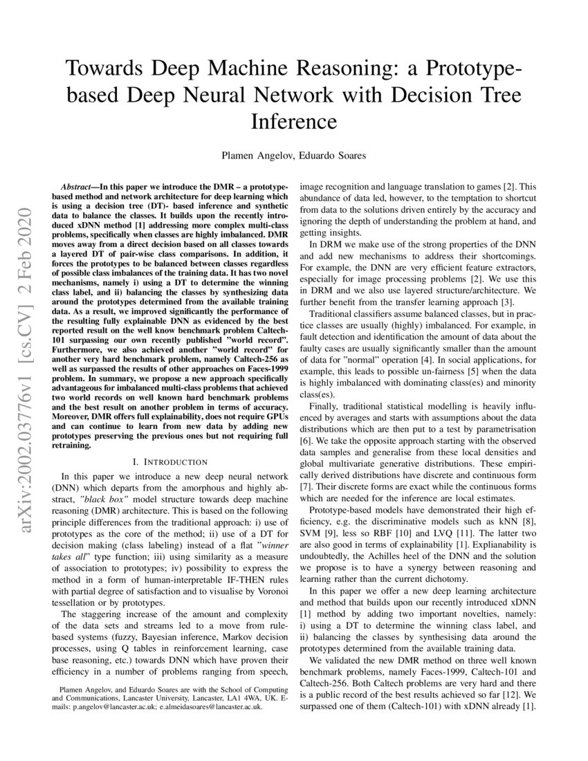 Towards Deep Machine Reasoning A Prototype Based Deep Neural Network With Decision Tree