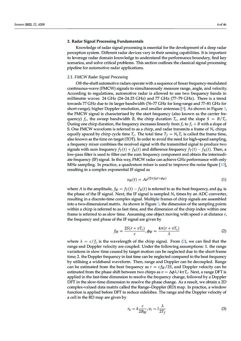 Towards Deep Radar Perception For Autonomous Driving Datasets Methods