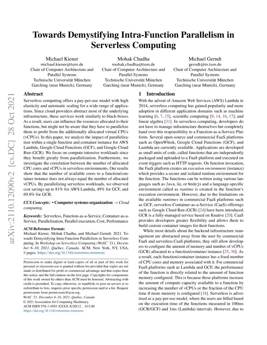 Towards Demystifying Intra Function Parallelism In Serverless Computing 4494