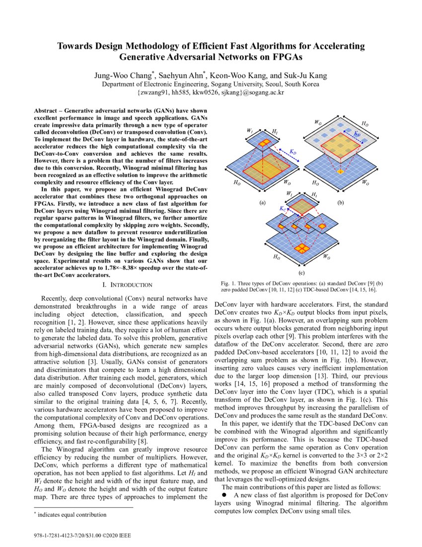 Towards Design Methodology Of Efficient Fast Algorithms For Accelerating Generative Adversarial 