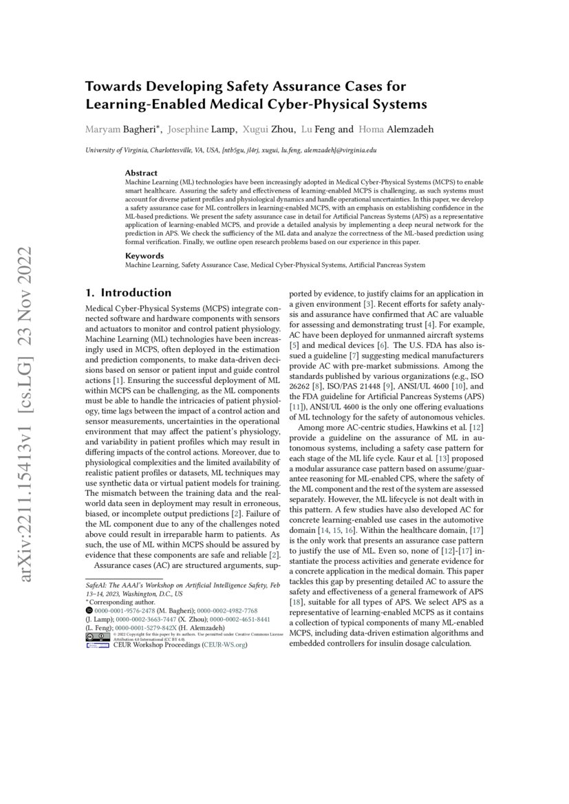 Towards Developing Safety Assurance Cases for Learning-Enabled Medical Cyber-Physical Systems ...