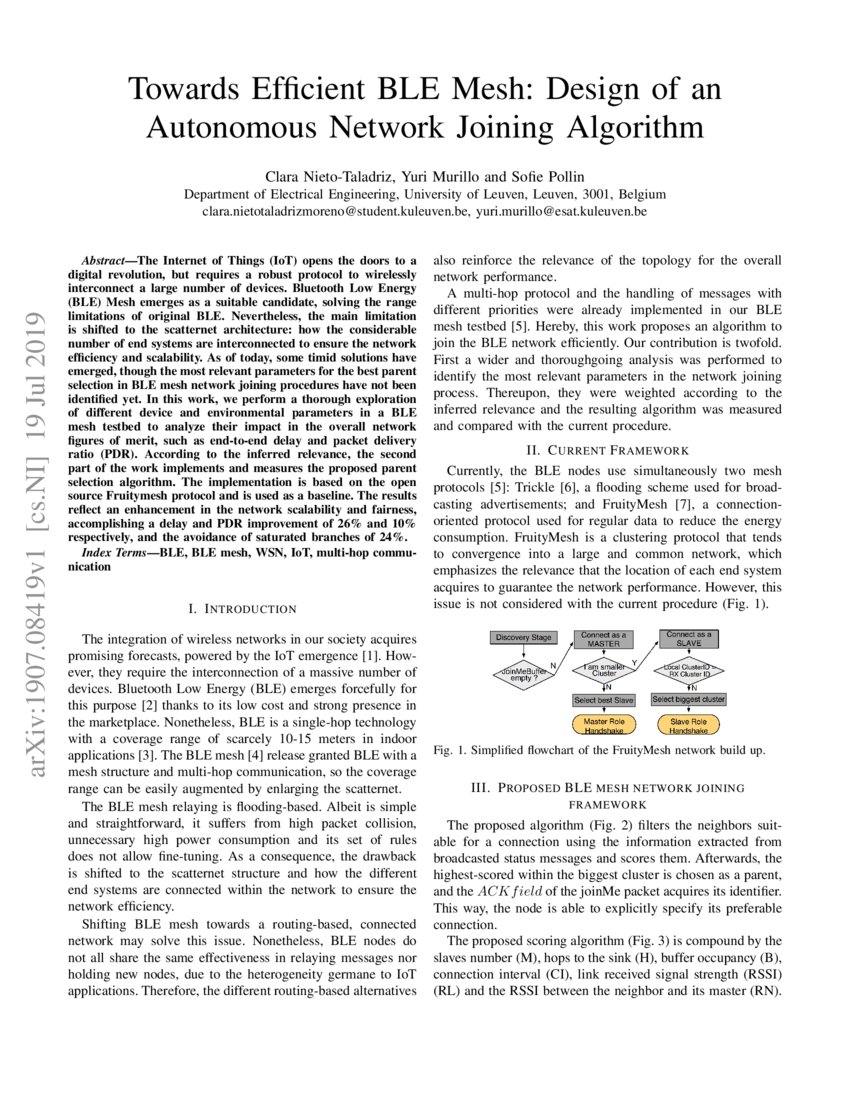 Towards Efficient Ble Mesh Design Of An Autonomous Network Joining Algorithm Deepai