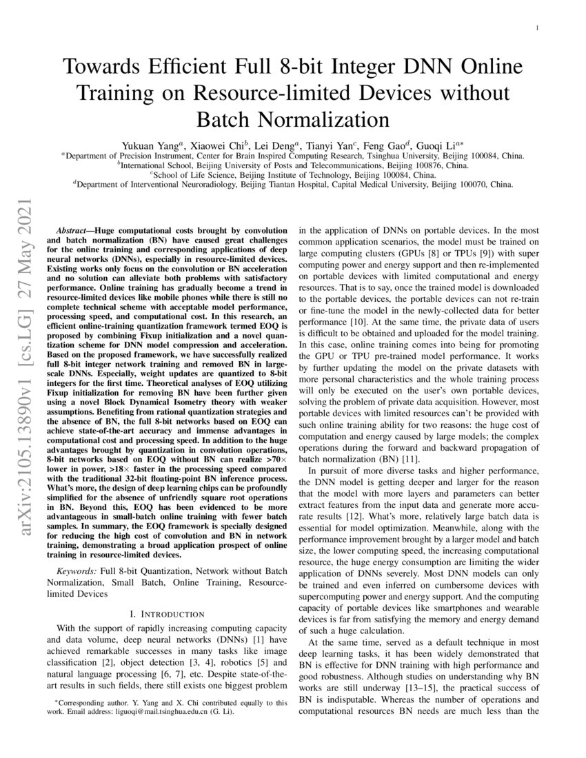 Towards Efficient Full 8 Bit Integer Dnn Online Training On Resource Limited Devices Without