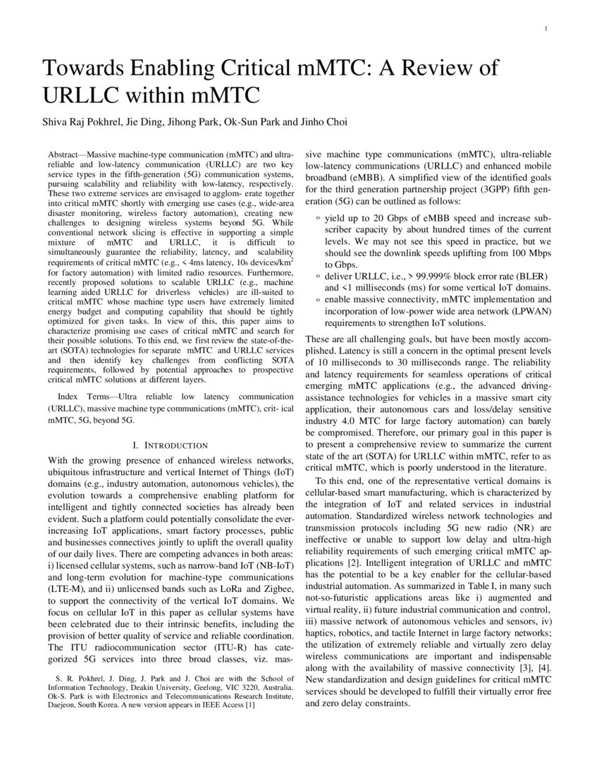 Towards Enabling Critical mMTC: A Review of URLLC within mMTC | DeepAI