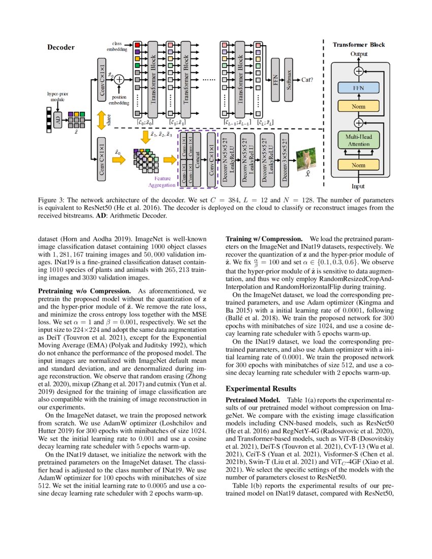 Towards End-to-End Image Compression and Analysis with Transformers ...