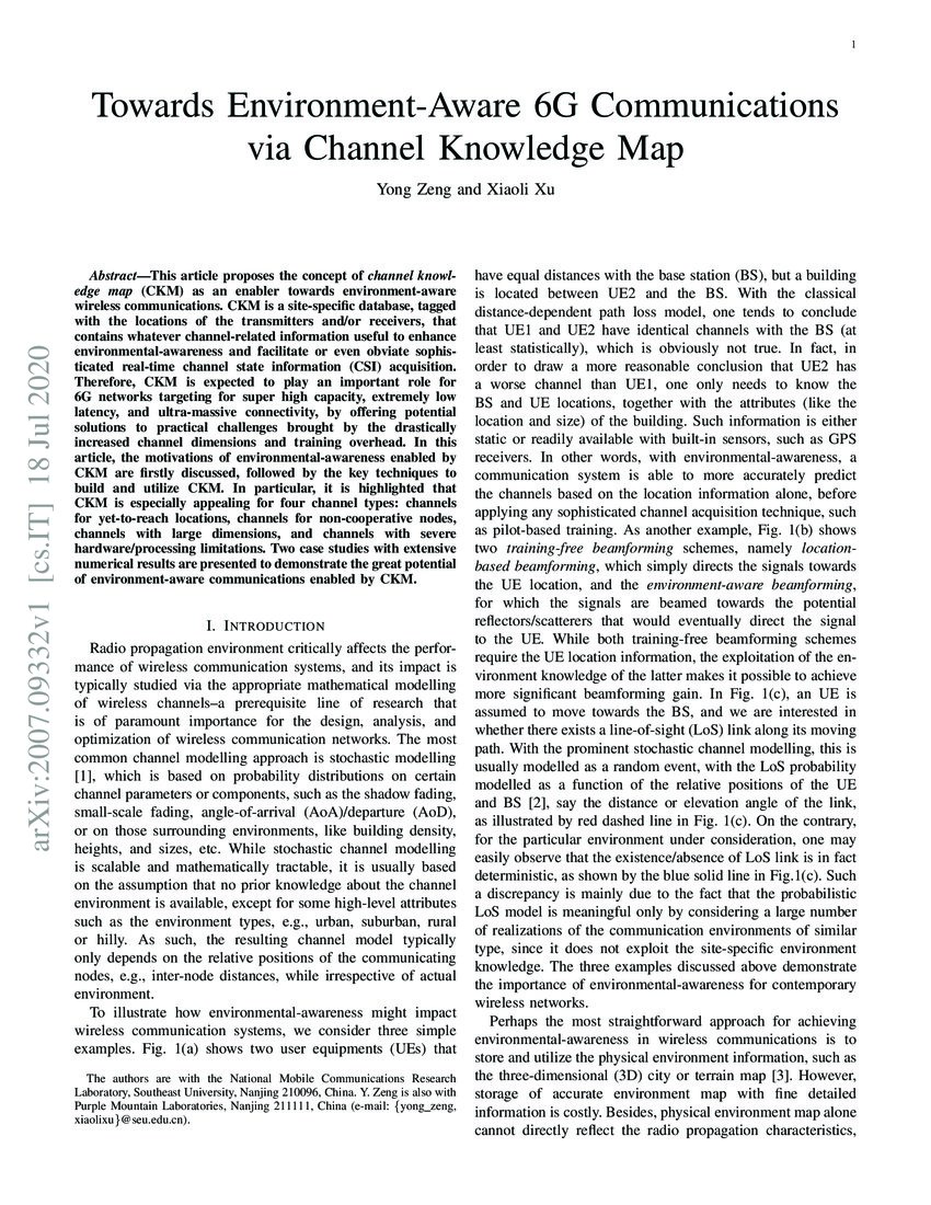 Towards Environment-Aware 6G Communications via Channel Knowledge Map ...