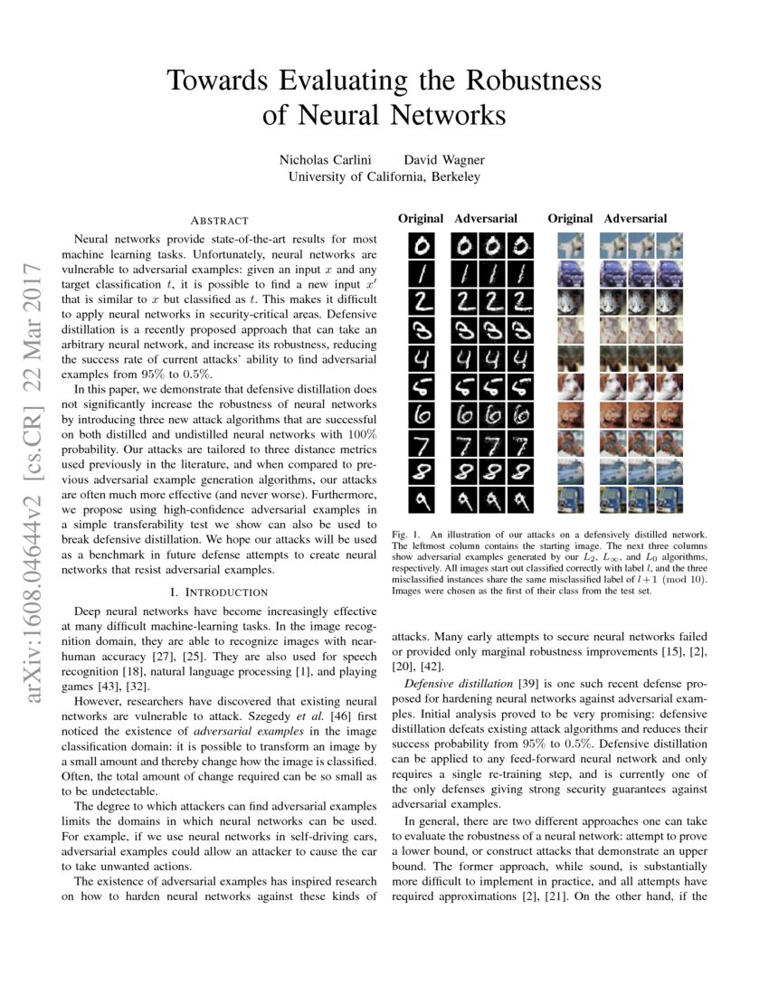Towards Evaluating the Robustness of Neural Networks | DeepAI
