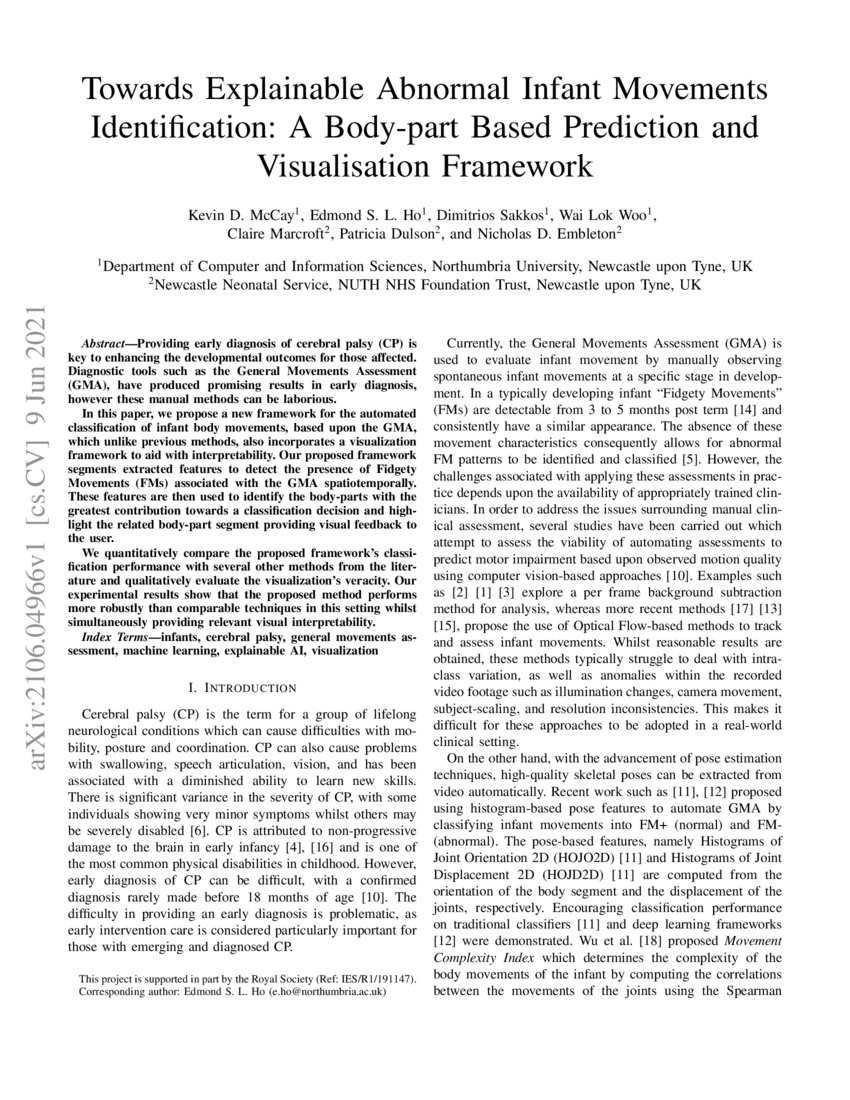 Towards Explainable Abnormal Infant Movements Identification: A Body ...
