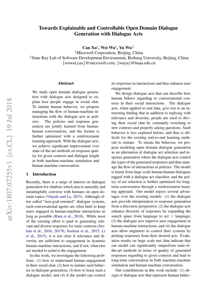 Towards Explainable And Controllable Open Domain Dialogue Generation