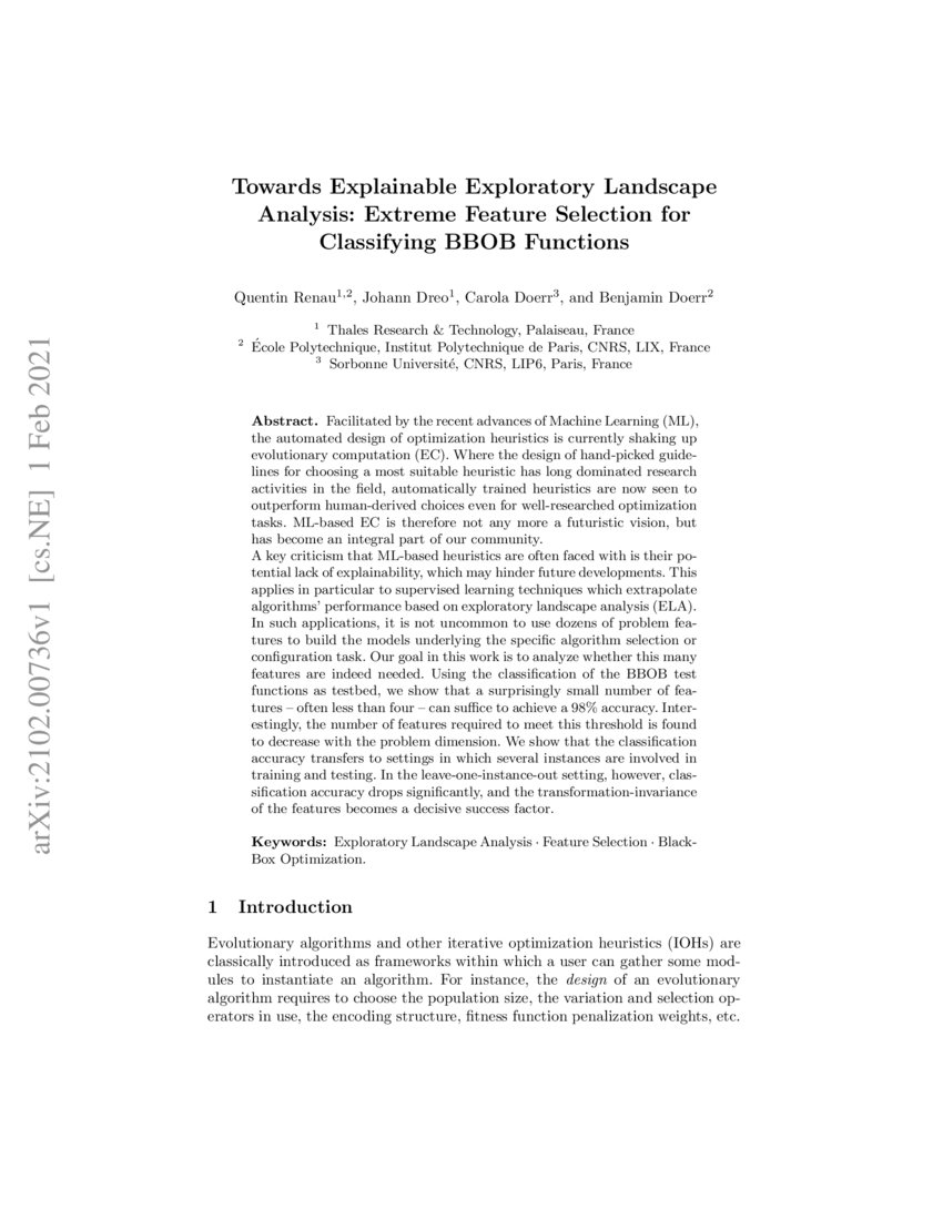 Towards Explainable Exploratory Landscape Analysis Extreme Feature Selection For Classifying