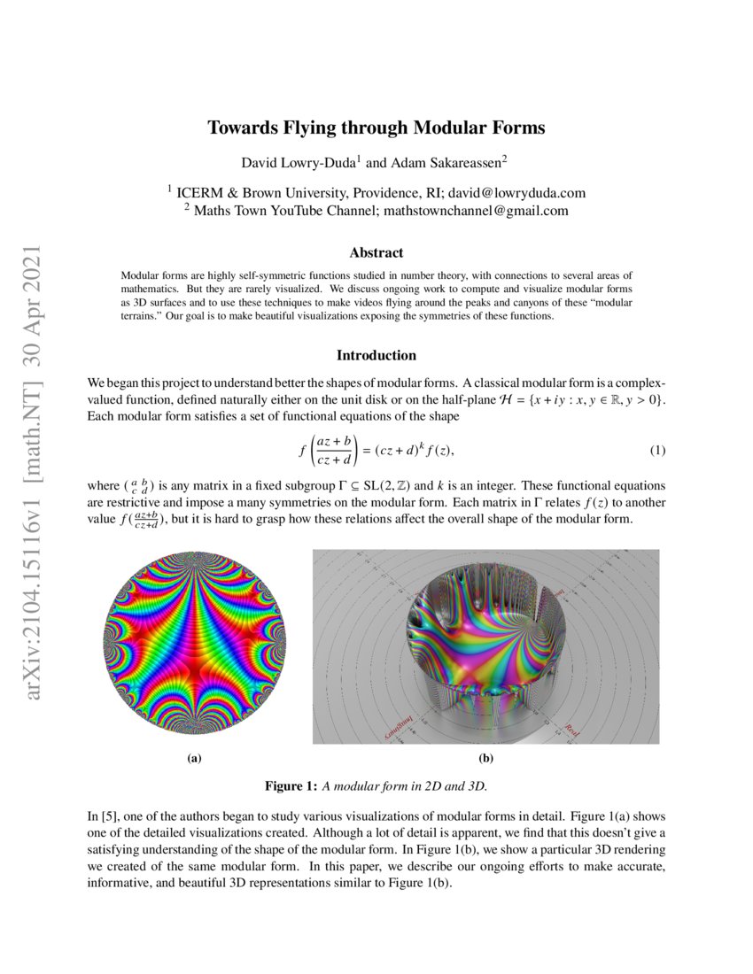 Towards Flying through Modular Forms | DeepAI