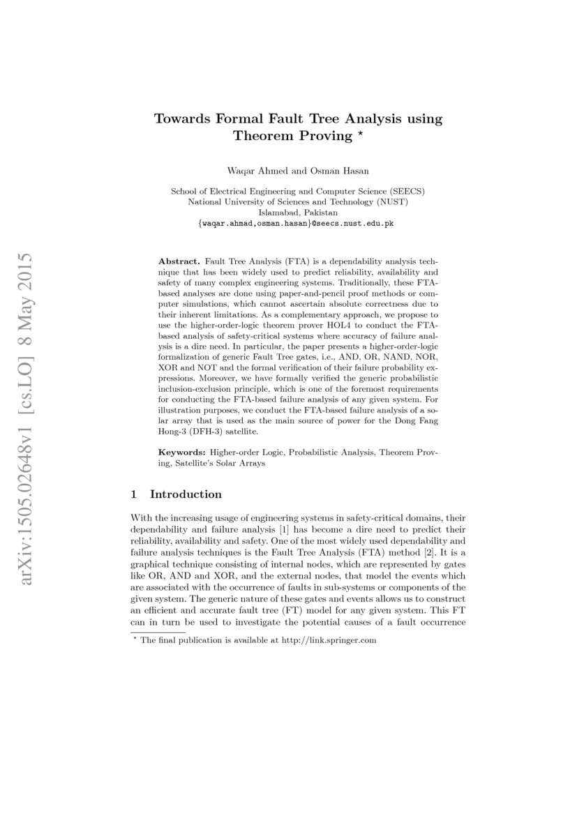 Towards Formal Fault Tree Analysis Using Theorem Proving Deepai