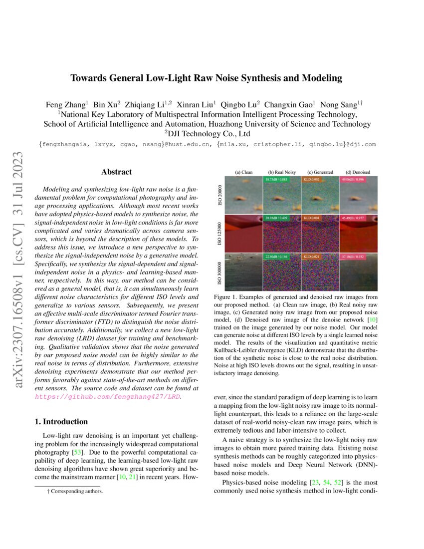 Towards General Low-Light Raw Noise Synthesis and Modeling | DeepAI