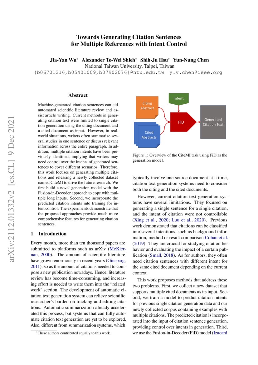 Towards Generating Citation Sentences for Multiple References with ...