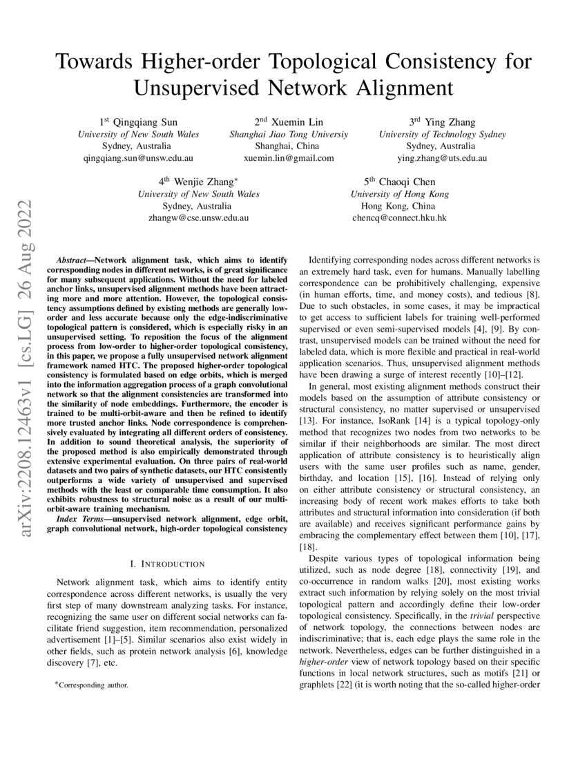 Towards Higher Order Topological Consistency For Unsupervised Network Alignment Deepai