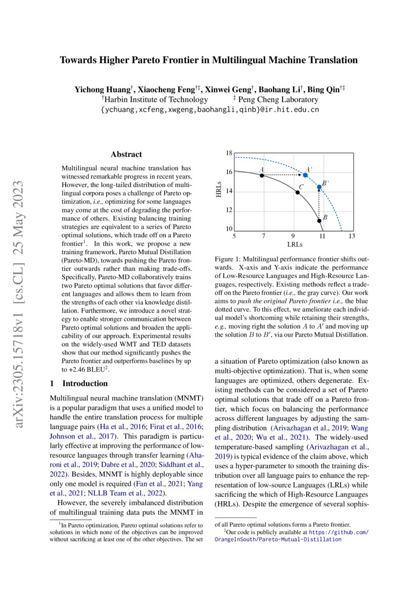 Towards Higher Pareto Frontier in Multilingual Machine Translation | DeepAI