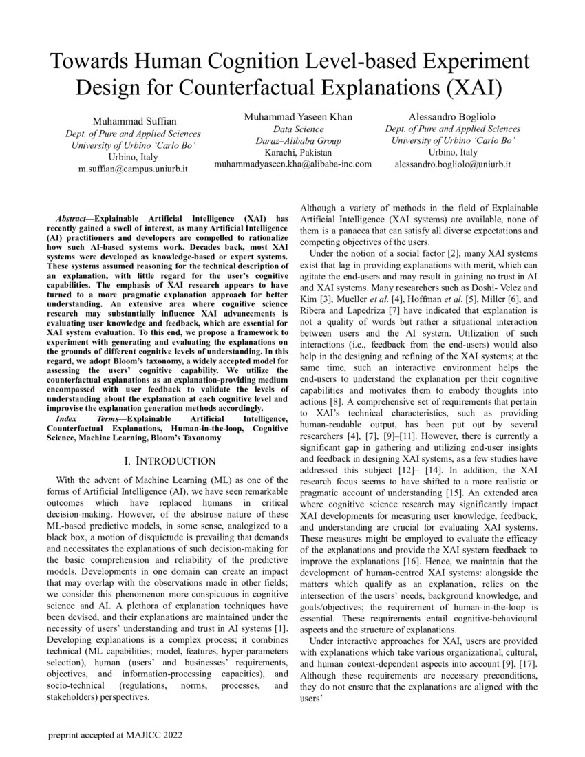 Towards Human Cognition Level-based Experiment Design for ... Towards Human Cognition Level-based Experiment Design for ...