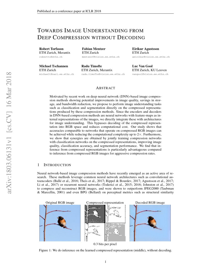 Towards Image Understanding from Deep Compression without Decoding | DeepAI