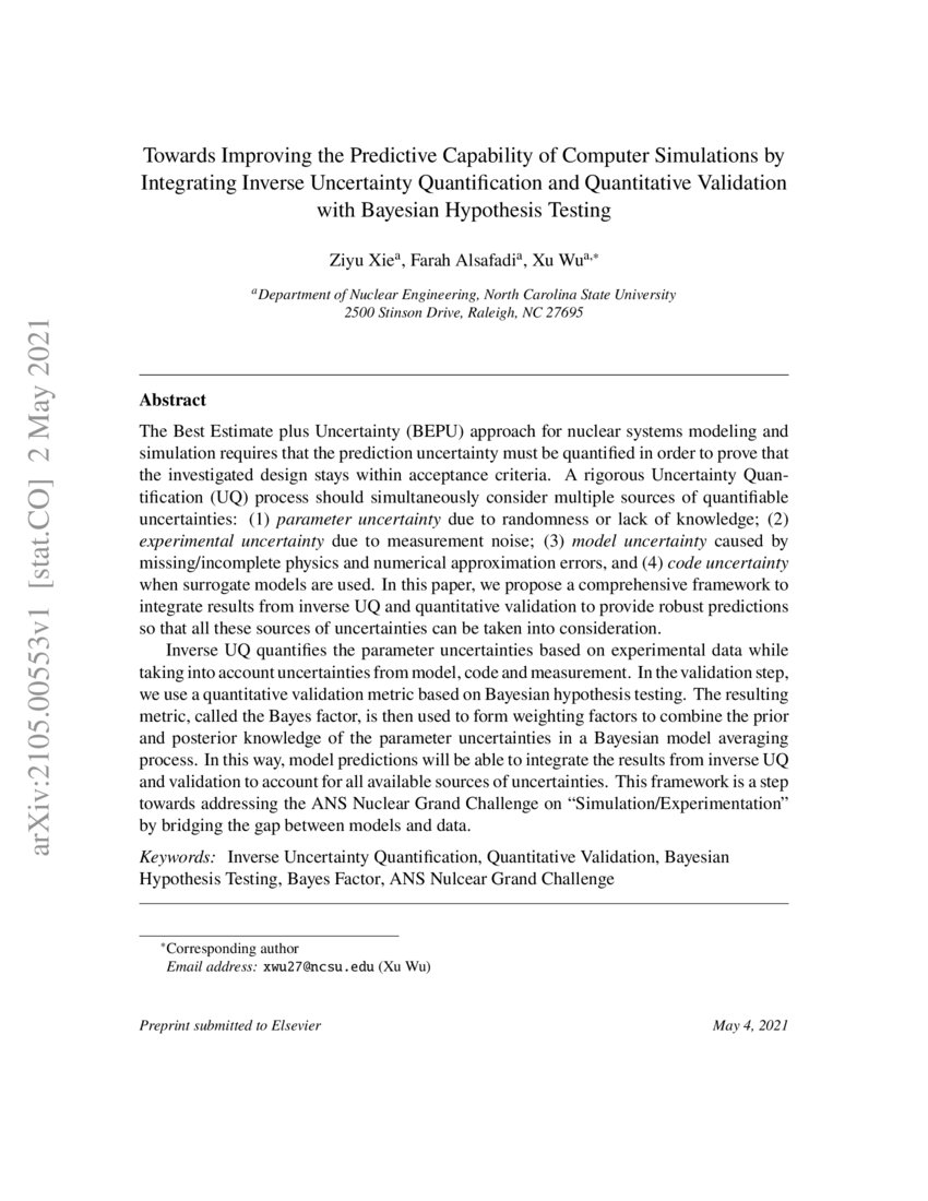 Towards Improving the Predictive Capability of Computer Simulations by ...