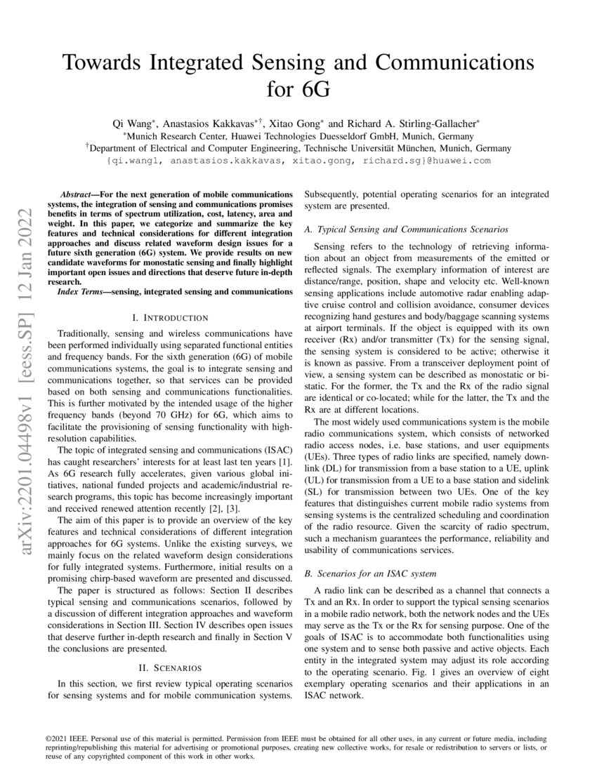 Towards Integrated Sensing and Communications for 6G | DeepAI