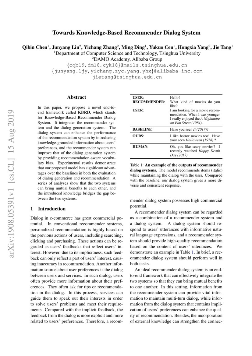 Towards Knowledge-Based Recommender Dialog System | DeepAI