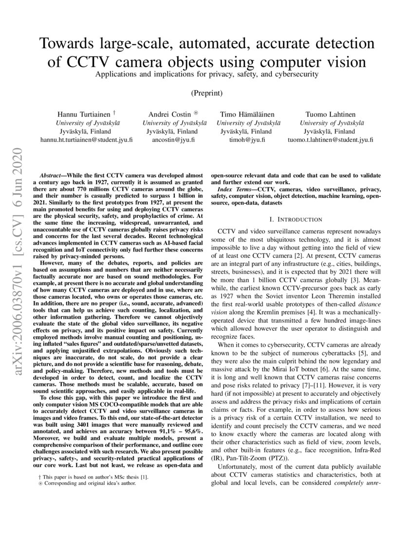 Towards Large Scale Automated Accurate Detection Of Cctv Camera Objects Using Computer Vision 9533