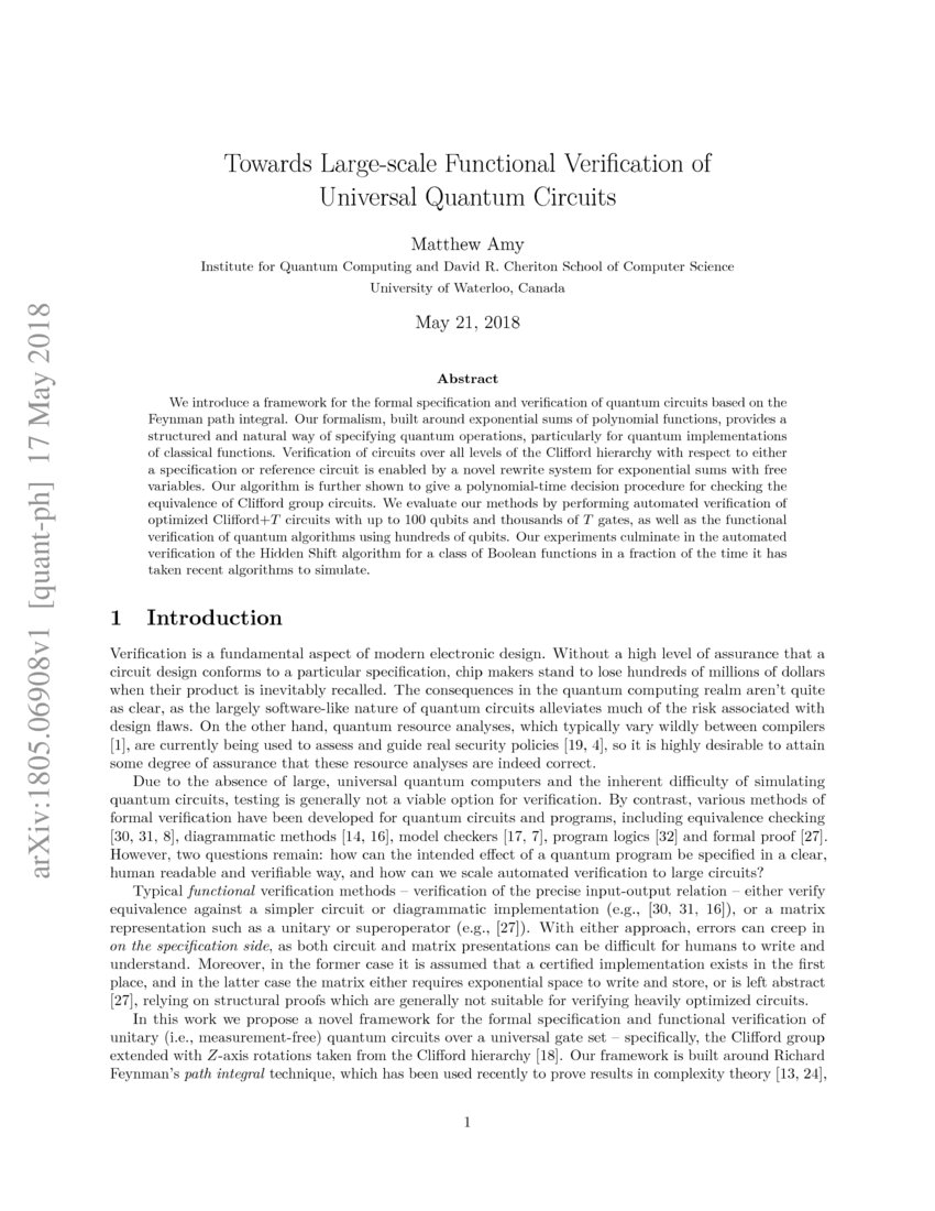 Towards Large-scale Functional Verification of Universal Quantum Circuits | DeepAI