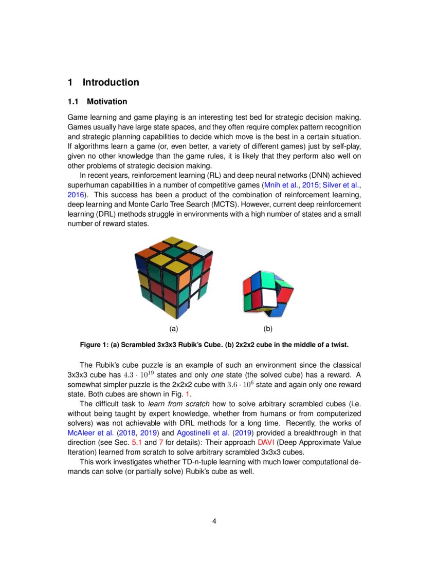 Towards Learning Rubik's Cube with N-tuple-based Reinforcement Learning | DeepAI