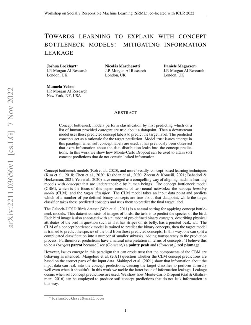 Towards Learning To Explain With Concept Bottleneck Models Mitigating Information Leakage Deepai