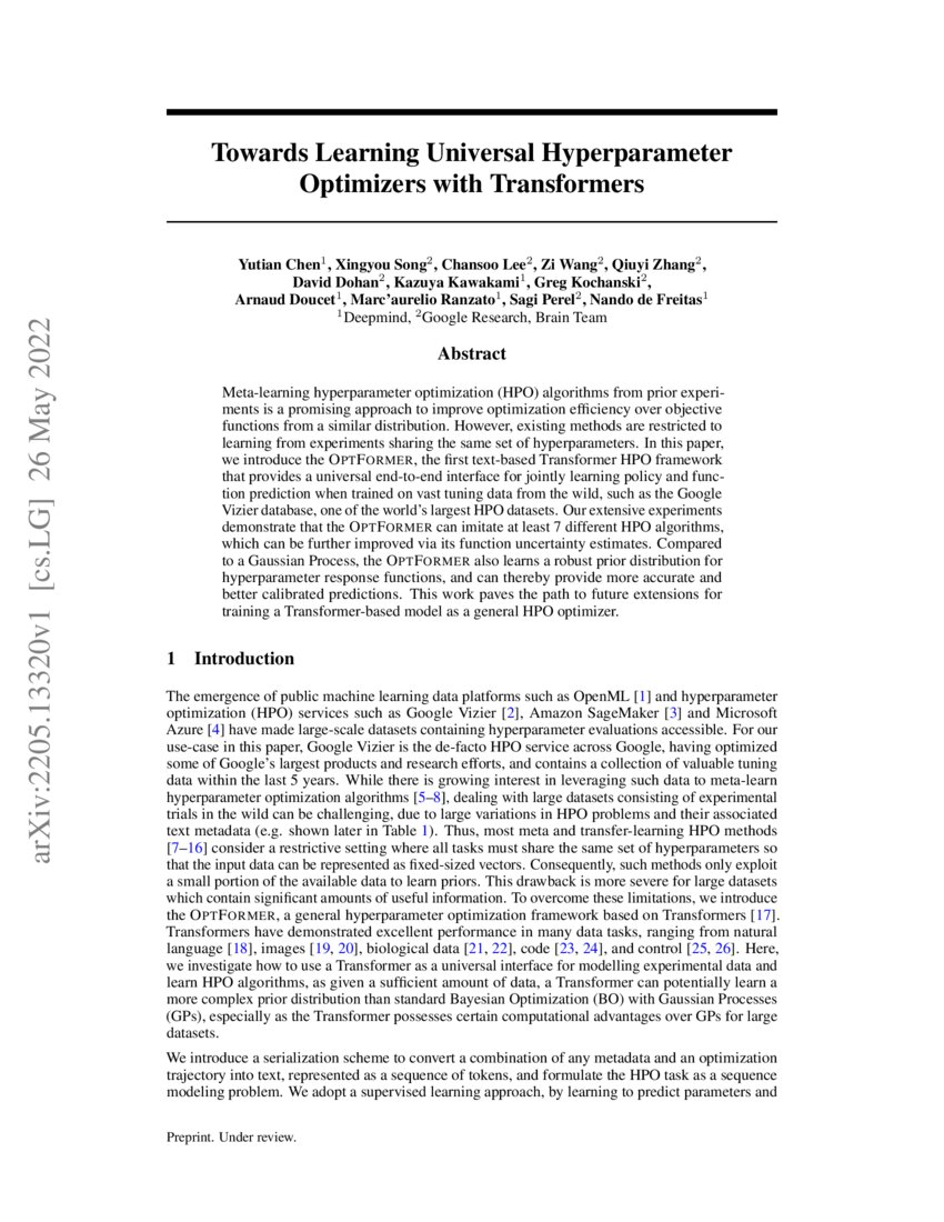 Towards Learning Universal Hyperparameter Optimizers with Transformers | DeepAI