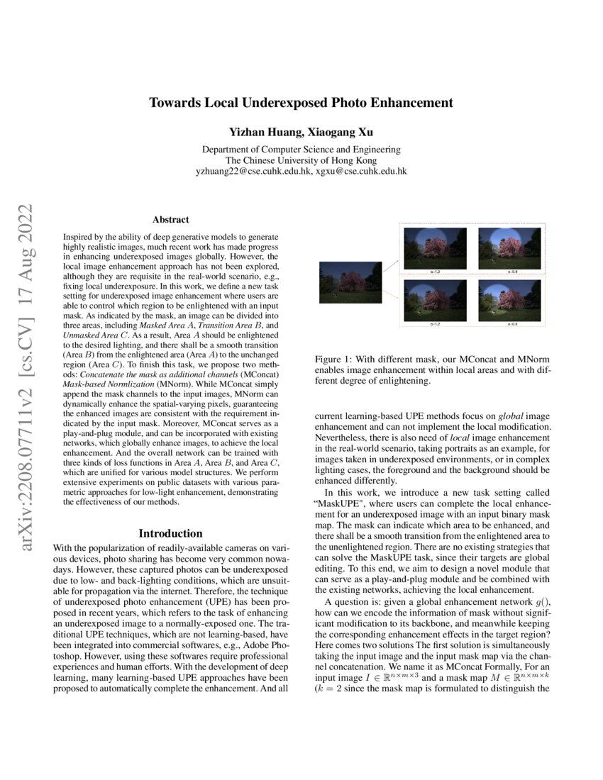 Towards Local Underexposed Photo Enhancement | DeepAI
