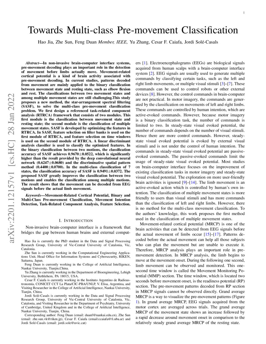 Towards Multi-class Pre-movement Classification | DeepAI