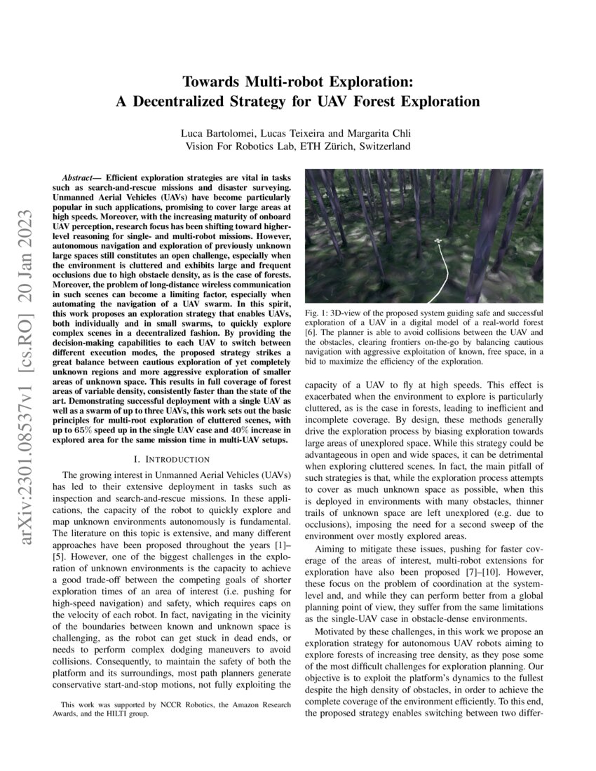 Towards Multi Robot Exploration A Decentralized Strategy For Uav