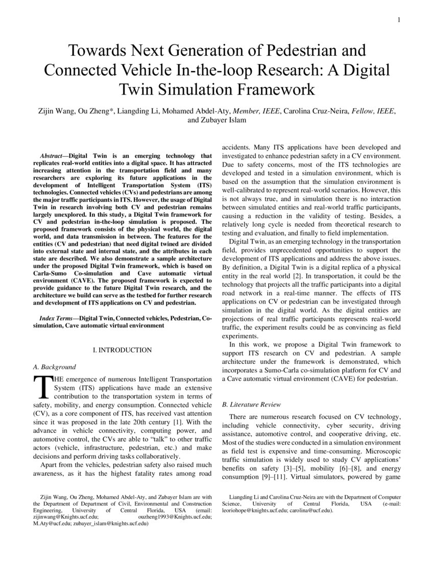 Towards Next Generation of Pedestrian and Connected Vehicle In-the-loop Research: A Digital Twin ...