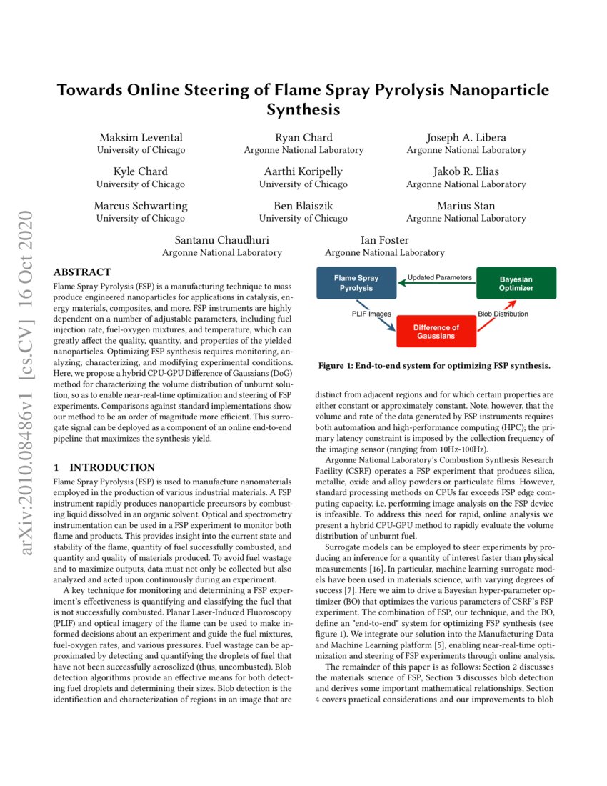 Towards Online Steering of Flame Spray Pyrolysis Nanoparticle Synthesis ...