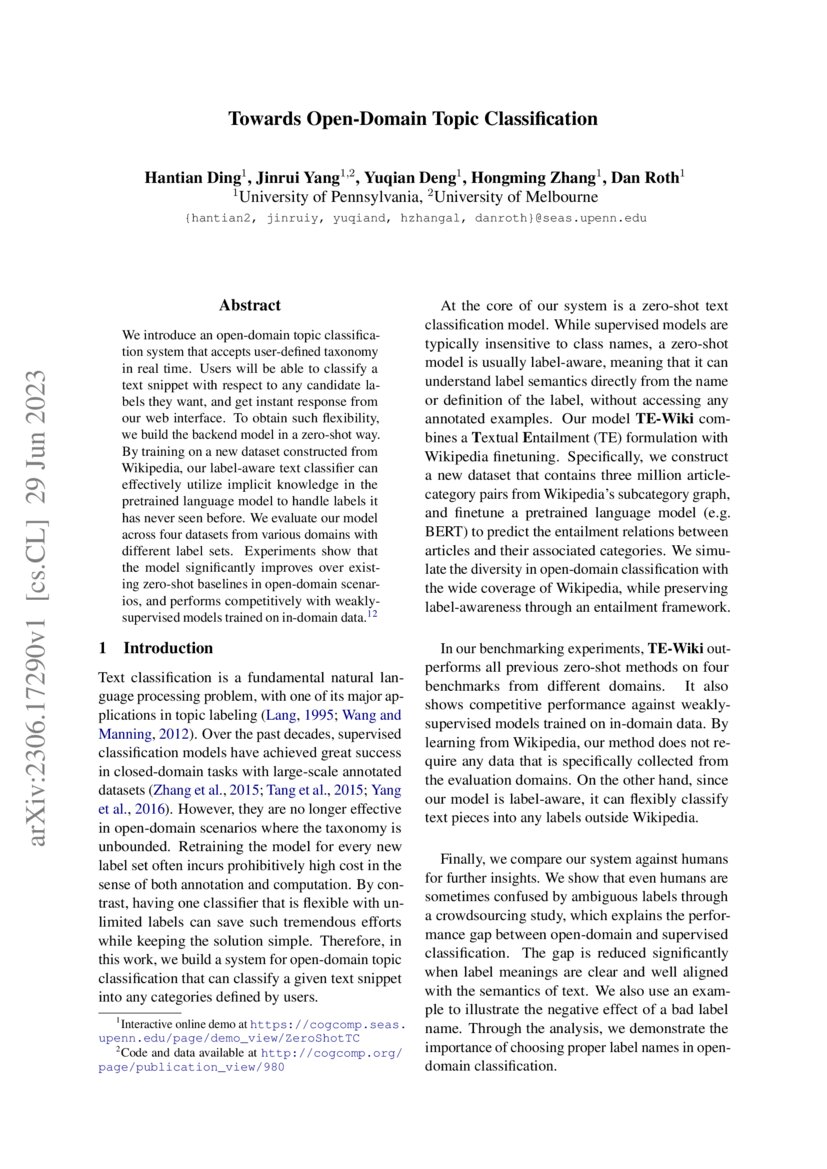 Towards Open-Domain Topic Classification | DeepAI
