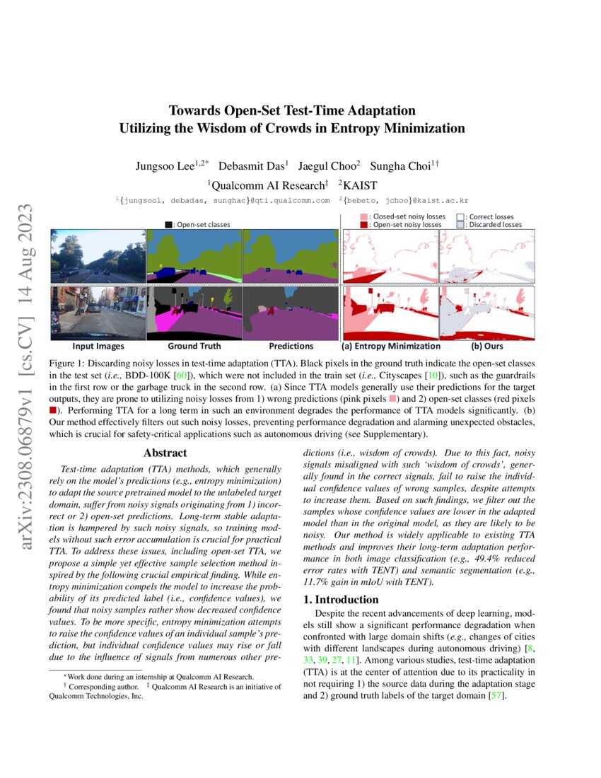 Towards Open Set Test Time Adaptation Utilizing The Wisdom Of Crowds In Entropy Minimization