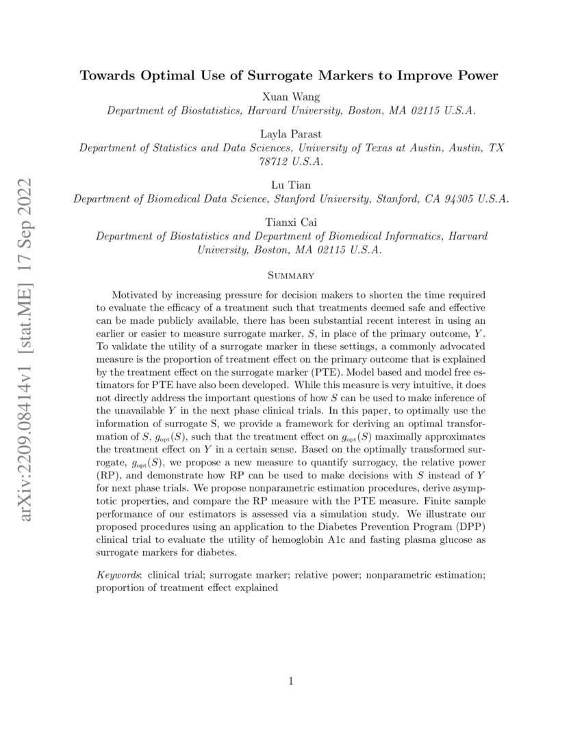 Towards Optimal Use Of Surrogate Markers To Improve Power Deepai