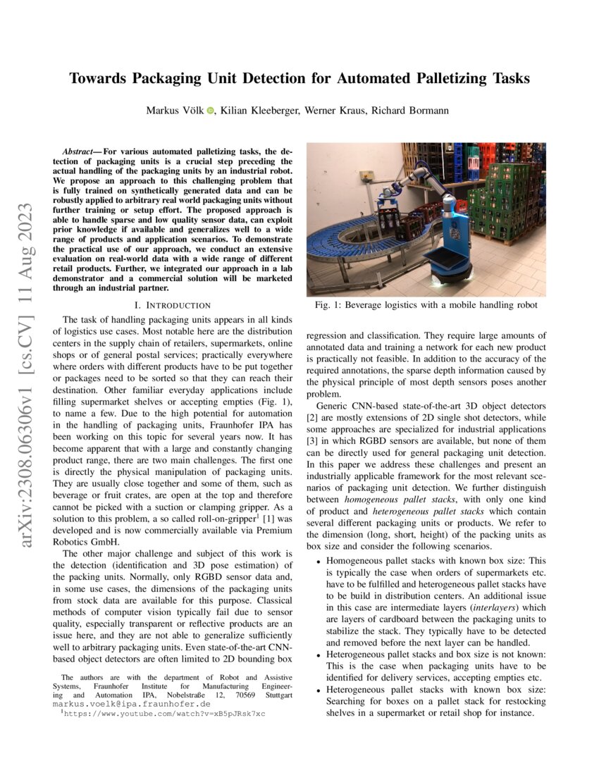 Towards Packaging Unit Detection For Automated Palletizing Tasks Deepai 9379
